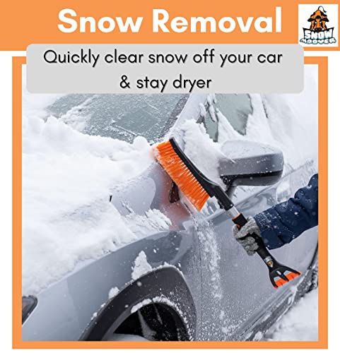 BIRDROCK HOME 24" Snow Brush with Detachable Ice Scraper for Car | 9" Wide Bristle Brush | Size: Car & Small SUV | Lightweight Aluminum Body with Ergonomic Grip