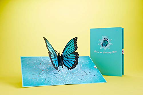 Lovepop Mother's Blue Morpho Pop Up Card - 3D Card, Card for Mom, Mom Birthday Card, Mother's Day Pop Up Card, Card for Wife, Greeting Card Pop Up, Butterfly Card, Nature Card