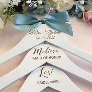 Personalized Bridesmaid Hangers Personalized Name Bride Hanger For Wedding Dress Wedding Favors Bridal Shower Gifts for Bride and Groom Hangers (White(White)