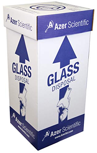 Azer Scientific Broken Glass Disposal Box (Floor Model), with lids and Plastic Liners - Quickly and Safely Dispose of Non-contaminated Glass or Broken Glass and pipettes!