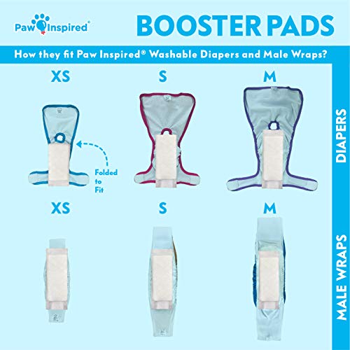 Paw Inspired Dog Diaper Pads | Booster Pad Inserts fit Most Female and Male Washable and Disposable Dog Diapers and Belly Bands | Adds Absorbency, Stops Leaks (30 Count)