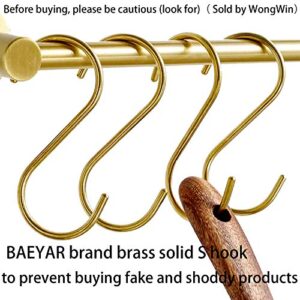 BAEYAR Brass S Hook, Gold Hook, S-Shaped Hook, Suitable for Bathroom, Closet, Kitchen, Flower Basket, Outdoor S-Shaped Hook, S-Shaped Brass Hook Recommended by WongWin. 4 Pieces