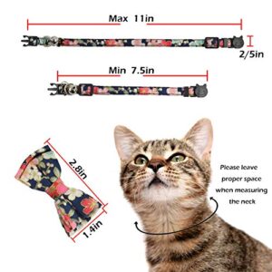 Bowtie Cat Collars Breakaway with Bell, Adjustable Cute Kitty Collars Safety Buckle Kitten Collar for Cat Puppy 7.5-11in (20)