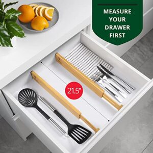 ROYAL CRAFT WOOD Adjustable Bamboo Drawer Dividers Organizers (17" - 21.5") - Expandable Drawer Organization Separators for Kitchen, Clothes, Bedroom, 4-Pack, (Natural)