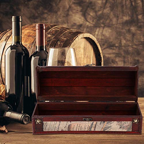 Hztyyier Vintage Wooden Wine Bottle Box with Antique Finish, Wood Bottle Wine Case, Red Wine Champagne Single Bottle Packing Storage Box