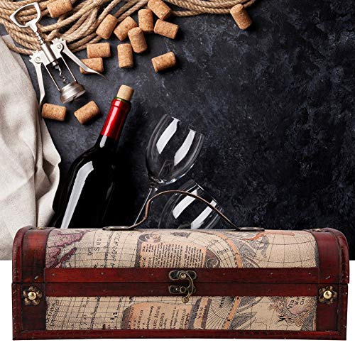 Hztyyier Vintage Wooden Wine Bottle Box with Antique Finish, Wood Bottle Wine Case, Red Wine Champagne Single Bottle Packing Storage Box