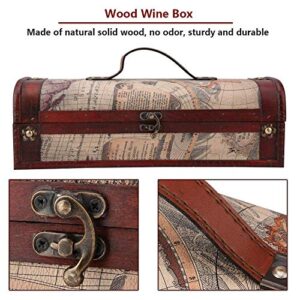 Hztyyier Vintage Wooden Wine Bottle Box with Antique Finish, Wood Bottle Wine Case, Red Wine Champagne Single Bottle Packing Storage Box