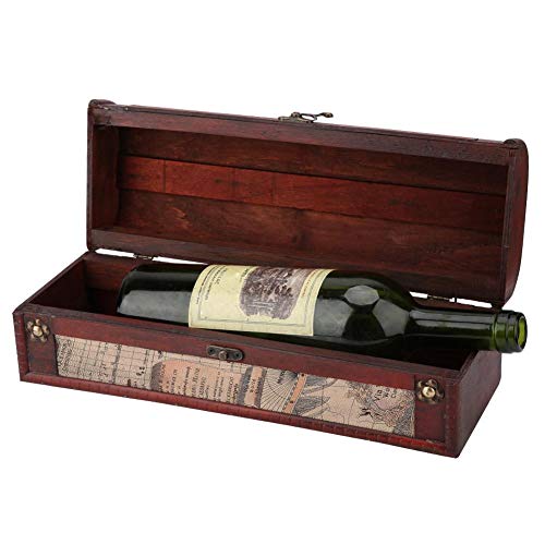 Hztyyier Vintage Wooden Wine Bottle Box with Antique Finish, Wood Bottle Wine Case, Red Wine Champagne Single Bottle Packing Storage Box