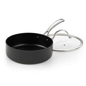 Cooks Standard 3.5 QT Hard Anodized Nonstick Deep Saute pan with Lid, Black