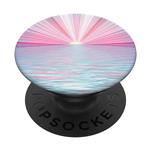 Cell Phone Pop Up Knob,Light Blue & Pink Sunset Beach Theme PopSockets PopGrip: Swappable Grip for Phones & Tablets