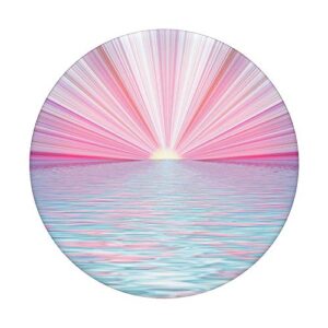 Cell Phone Pop Up Knob,Light Blue & Pink Sunset Beach Theme PopSockets PopGrip: Swappable Grip for Phones & Tablets