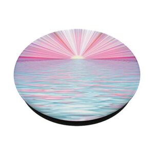 Cell Phone Pop Up Knob,Light Blue & Pink Sunset Beach Theme PopSockets PopGrip: Swappable Grip for Phones & Tablets