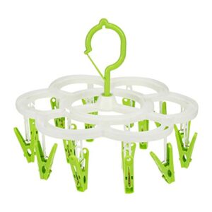 clothespin rack laundry drying rack,clothes hangers with 16 clips,clip hanger drip hanger for drying underwear,baby clothes,socks,bras,towel,pants,hat,scarf,cloth diapers,gloves (green)