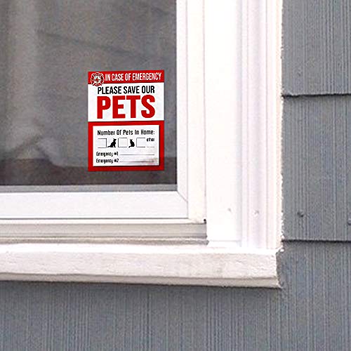 IT'S A SKIN Pet Rescue Sticker Fire Safety - Window Sticker - Save Our Pets Emergency Pet Window Decal - Dog Cat Pet Durable Laminate 4x5-4 Pack