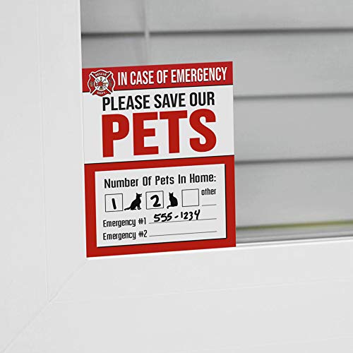 IT'S A SKIN Pet Rescue Sticker Fire Safety - Window Sticker - Save Our Pets Emergency Pet Window Decal - Dog Cat Pet Durable Laminate 4x5-4 Pack