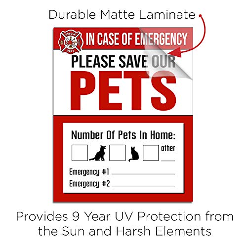 IT'S A SKIN Pet Rescue Sticker Fire Safety - Window Sticker - Save Our Pets Emergency Pet Window Decal - Dog Cat Pet Durable Laminate 4x5-4 Pack