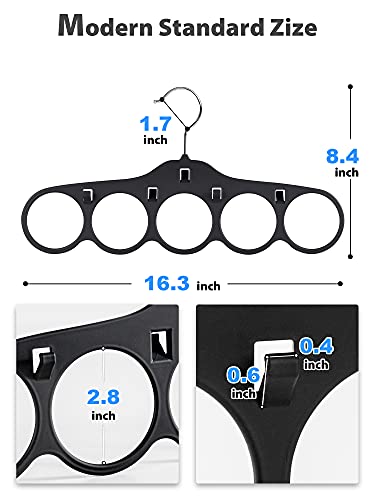 SMARTAKE 2-Pack Scarf Hangers, 5 Loops Tie Rack & Belt Holder with Hooks, 360 Degree Rotatable Accessories Holder, Non-Slip Durable Hanging Closet Organizer for Belts, Bow Ties, Silk Scarves, Jewelry