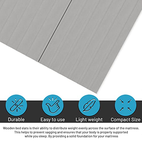 Mayton 0.75-Inch Heavy Duty Vertical Mattress Support Wooden Bunkie Board/Slats with Cover, Queen, Grey