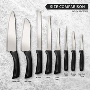 Rada Cutlery Anthem Series Tomato Slicing Knife Stainless Steel Blade with Ergonomic Black Resin Handle, 9 Inches