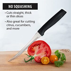 Rada Cutlery Anthem Series Tomato Slicing Knife Stainless Steel Blade with Ergonomic Black Resin Handle, 9 Inches