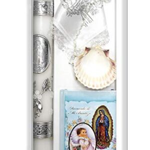 Lito Baptism Candle Set Kit for Christenings with Shell and Favors - Spanish (Blue)