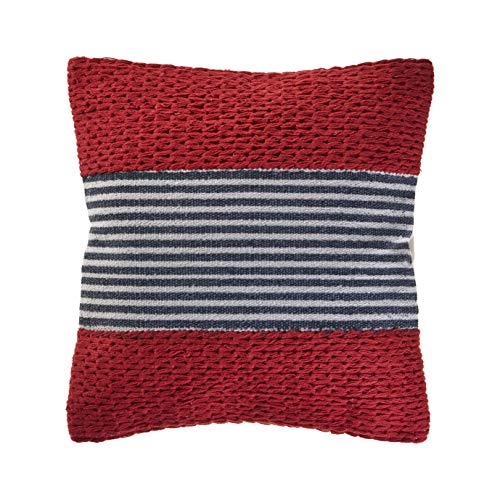 LR Home Nautical Striped Throw Pillow Area Rug, 20" x 20", Red/Blue