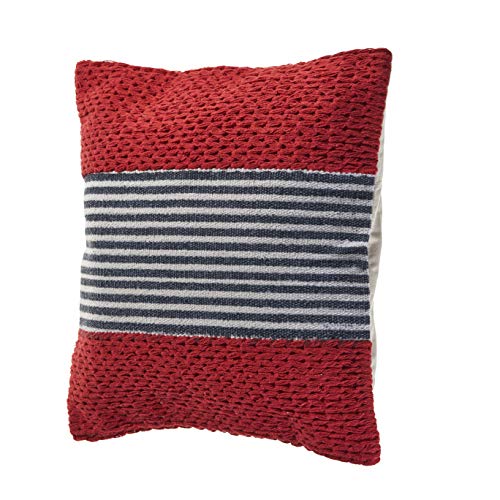 LR Home Nautical Striped Throw Pillow Area Rug, 20" x 20", Red/Blue