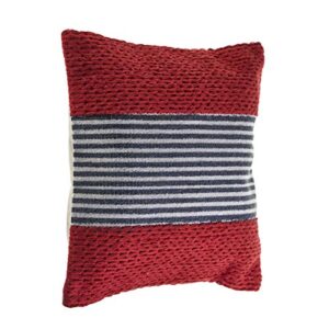 LR Home Nautical Striped Throw Pillow Area Rug, 20" x 20", Red/Blue