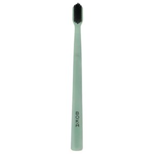 boka classic manual toothbrush with extra soft activated-charcoal, tapered bristles, bioplastic handle that includes travel cap, dentist-approved, great for adults and kids, mint (pack of 1)