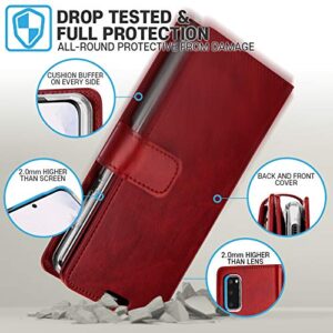 GOOSPERY Mansoor Wallet Designed for Galaxy S20 Case [9 Card Slots+2 Extra Side Pocket] Double Sided Multi-Slot Inner Flap Card Holder Ample Storage Flip Phone Cover - Wine