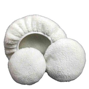 ZYTC Car Polishing Waxing Sleeve Woolen Polisher Pad Bonnet Microfiber Waxer Pad Soft Pack of 5 (Wool White, 5"-6")