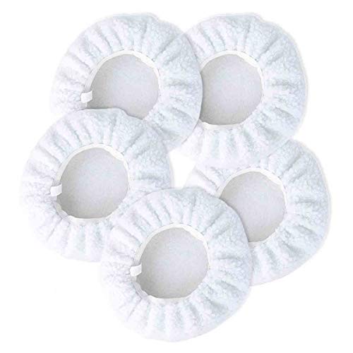 ZYTC Car Polishing Waxing Sleeve Woolen Polisher Pad Bonnet Microfiber Waxer Pad Soft Pack of 5 (Wool White, 5"-6")