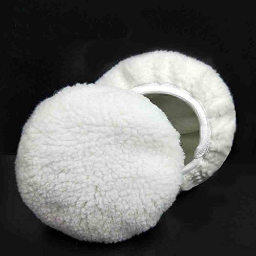 ZYTC Car Polishing Waxing Sleeve Woolen Polisher Pad Bonnet Microfiber Waxer Pad Soft Pack of 5 (Wool White, 5"-6")