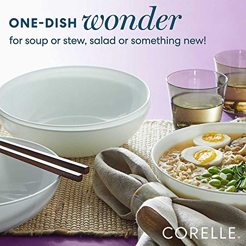 Corelle 4-Pc Meal Bowls Set, Service for 4, Durable and Eco-Friendly 9-1/4-Inch Bowls, Compact Stack Bowl Set, Microwave and Dishwasher Safe, White, 46 Ounces