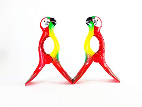 C&H Solutions Parrot Flip Style Beach Towel Clips Jumbo Size for Beach Chair, Cruise Beach Patio, Pool Accessories for Chairs, Household Clip, Baby Stroller