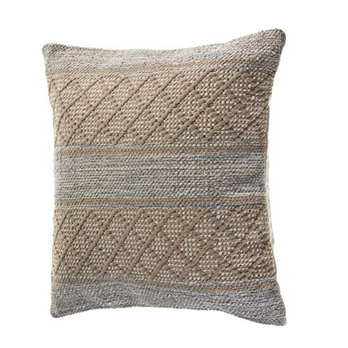 LR Home Criss Cross Throw Pillow Area Rug, 20" x 20", Beige/Gray