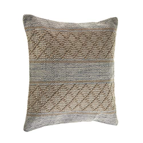 LR Home Criss Cross Throw Pillow Area Rug, 20" x 20", Beige/Gray