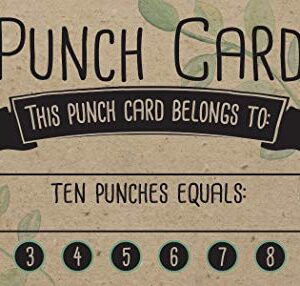 Loyalty Rewards Punch Cards for Small Business - Set of 50 Kraft Paper Coupon Cards - Blank Voucher Gift Rewards Card Stationery - Great Loyalty Cards for Business