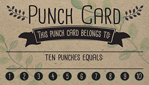 Loyalty Rewards Punch Cards for Small Business - Set of 50 Kraft Paper Coupon Cards - Blank Voucher Gift Rewards Card Stationery - Great Loyalty Cards for Business