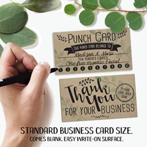 Loyalty Rewards Punch Cards for Small Business - Set of 50 Kraft Paper Coupon Cards - Blank Voucher Gift Rewards Card Stationery - Great Loyalty Cards for Business