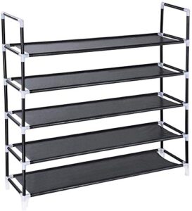 sooneedear 5 tiers shoe organizer,shoe rack,closet shoe organizer, space saving shoe tower cabinet stackable shelves holds 20-25 pairs