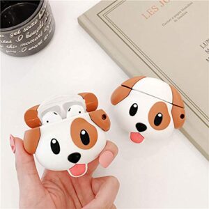 TOU-BEGUIN Cute Wireless Charging Earphone Case Compatible with Airpods 1/2, Cartoon Spotted Puppy Design Soft Silicone Full Body Protective Skin Cover with Hook