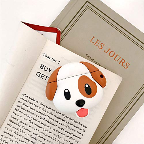 TOU-BEGUIN Cute Wireless Charging Earphone Case Compatible with Airpods 1/2, Cartoon Spotted Puppy Design Soft Silicone Full Body Protective Skin Cover with Hook