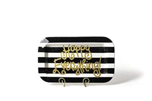 happy everything! black stripe mini rectangle platter