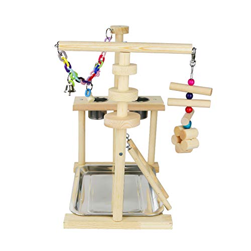 Exttlliy Parrots Bird Playground Birdcage Playstand Play Gym Parakeet Playpen Ladder with Feeder Cup Bird Toys Swing Chew Toy