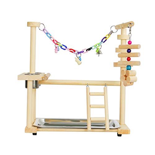 Exttlliy Parrots Bird Playground Birdcage Playstand Play Gym Parakeet Playpen Ladder with Feeder Cup Bird Toys Swing Chew Toy