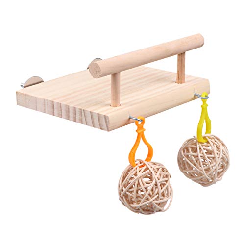 POPETPOP Bird Perches Cage Toy - Hamster Wooden Platform Parrot Play Gym Stands with Swing,Rattan Ball,Ferris Wheel Ladder Pet Training Playground for Birds Cockatiels Conures Hamster Rat