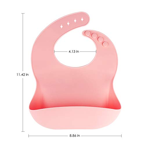 3 Pack Silicone Baby Bib for Babies & Toddlers (6-72 Months), Waterproof, BPA Free, Green Pink and Blue, Easy Wipe Clean