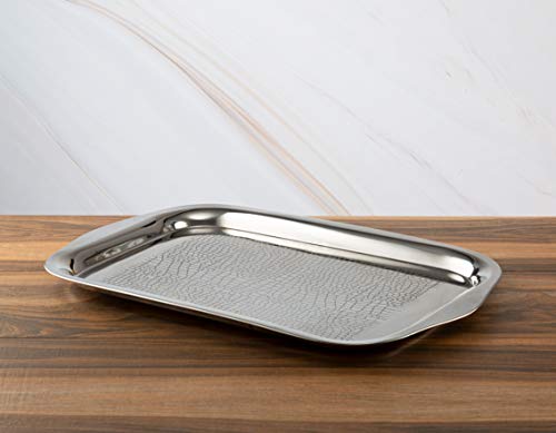 Elegant Serving Tray, Whiskey Tray Ideal for Bathroom Tray, Perfume Tray, Bar Tray, Coffee Table Tray and Vanity Tray - Stainless Steel Tray