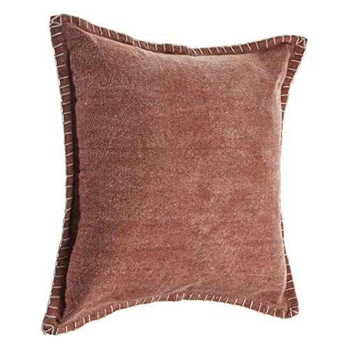 LR Home Clay Throw Pillow with Embroidered Edges Area Rug, 24" x 24"